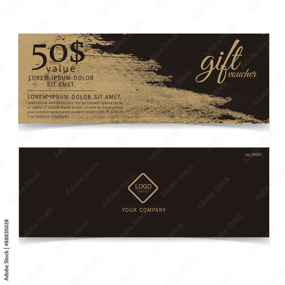 Gift voucher gold template or golden card Stock Vector | Adobe Stock
