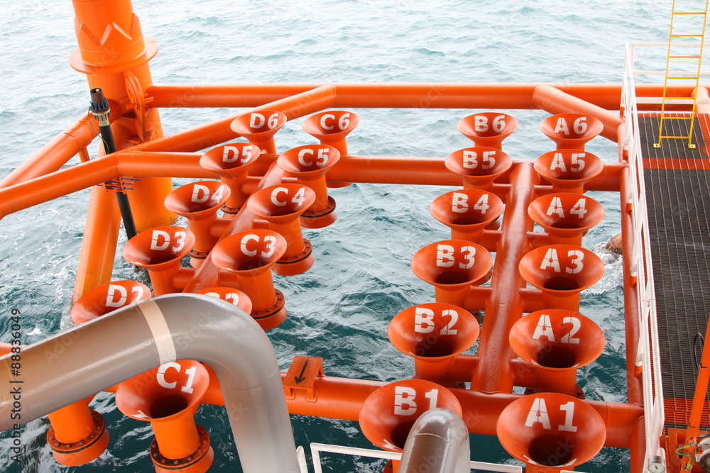 Oil and Gas Producing Slots at Offshore Platform, Oil and Gas Industry ...