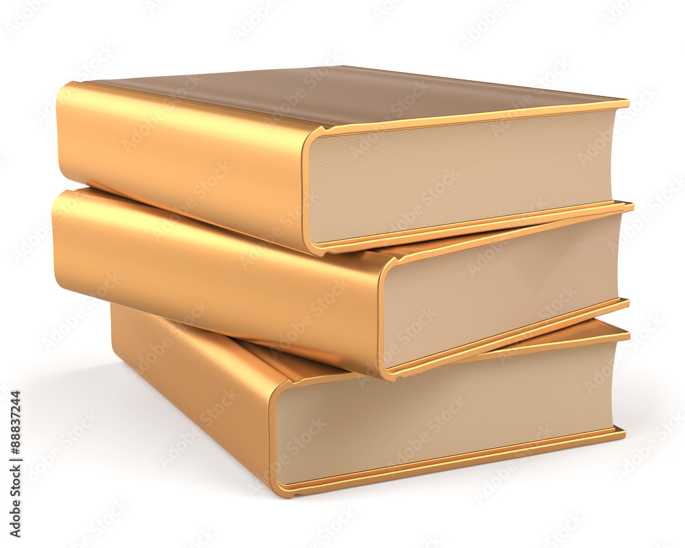 Golden books 3 three textbook stack blank yellow gold icon Stock ...