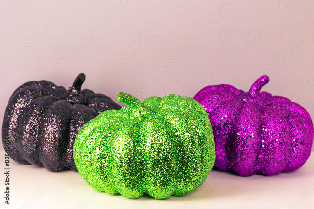 Glitter Halloween Pumpkin Trio Stock Photo | Adobe Stock