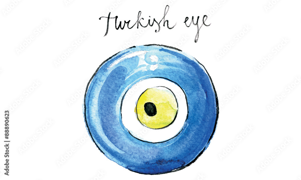 Watercolor vector turkish eye Stock Vector | Adobe Stock