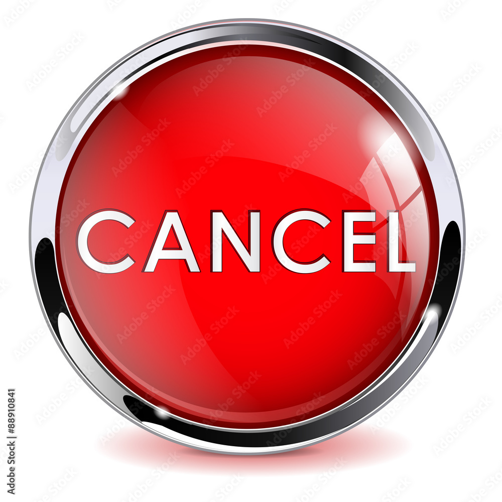 Red glass buttons - CANCEL, web icon with metallic frame Stock Vector ...