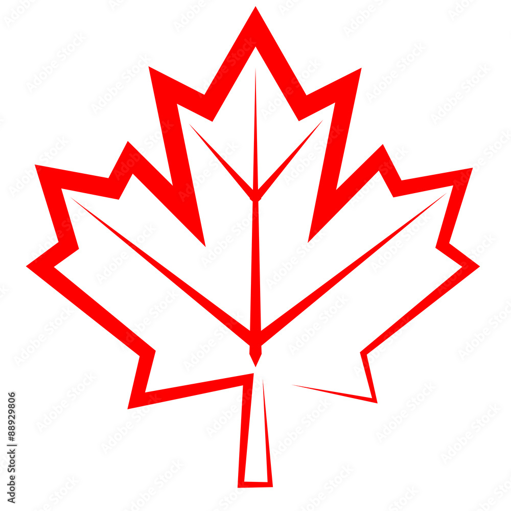 red maple leaf line art Stock Vector | Adobe Stock