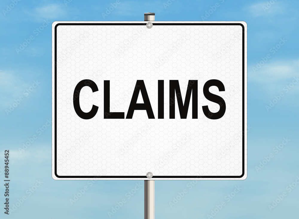 Claims. Road sign on the sky background. Raster illustration. Stock ...
