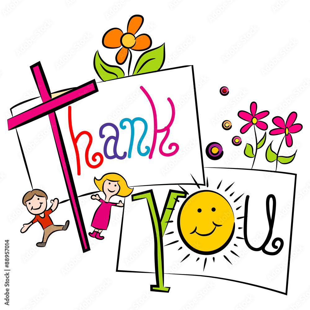 Cartoon Thank You Background Stock Vector | Adobe Stock