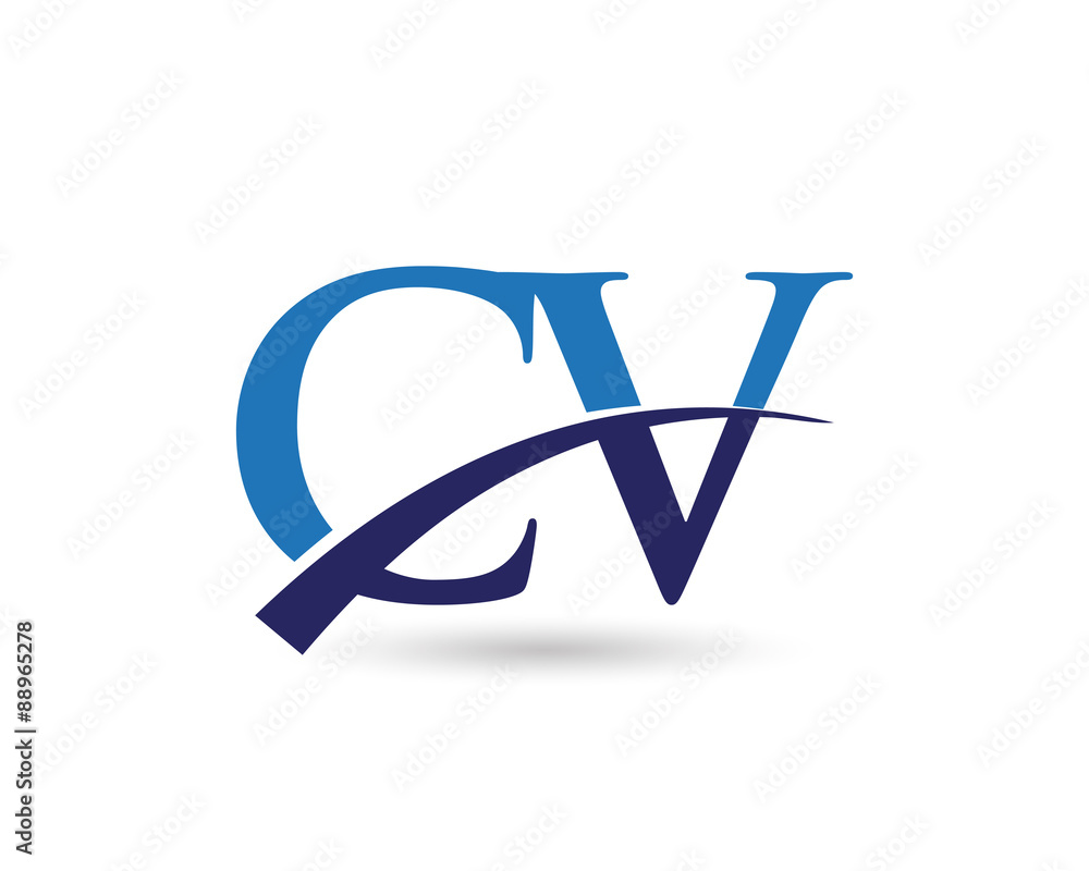 CV Logo Letter Swoosh Stock Vector | Adobe Stock