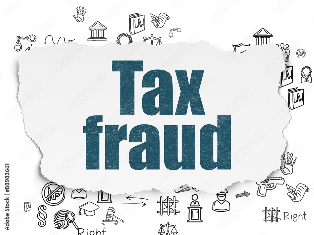 Law concept: Tax Fraud on Torn Paper background Stock Illustration ...