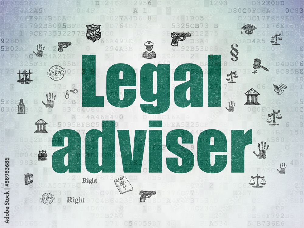Law concept: Legal Adviser on Digital Paper background Stock ...