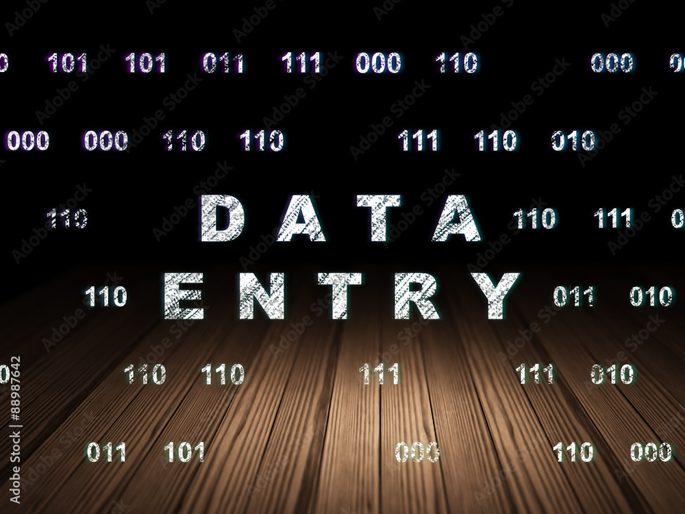 Data concept: Data Entry in grunge dark room Stock Illustration | Adobe ...