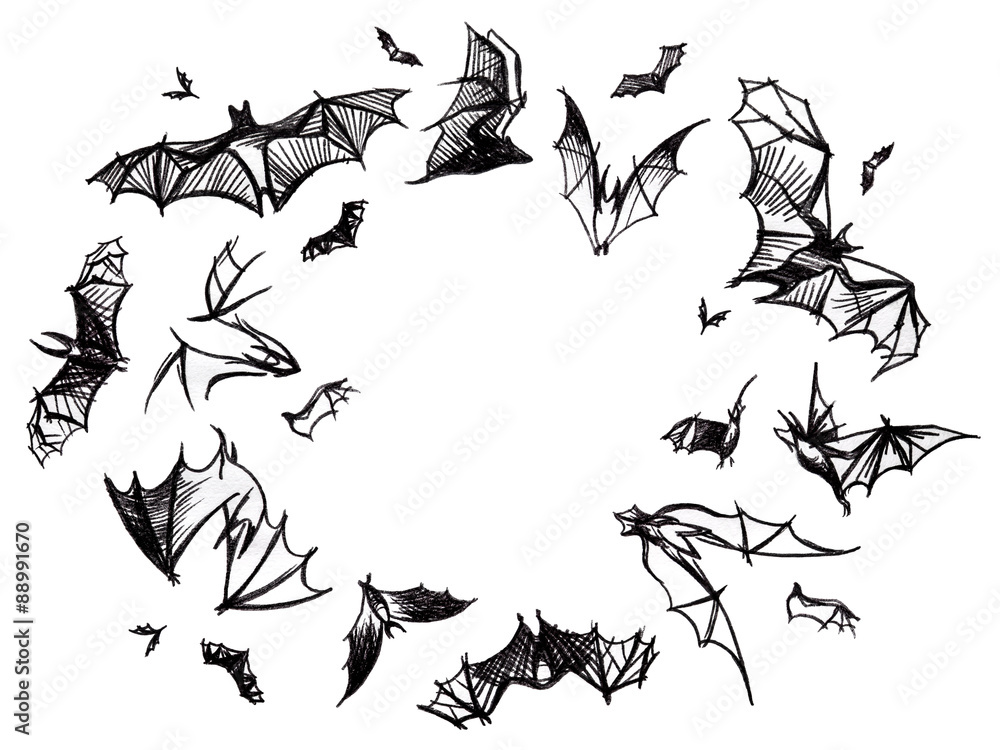 Flying isolated bats Stock Illustration | Adobe Stock