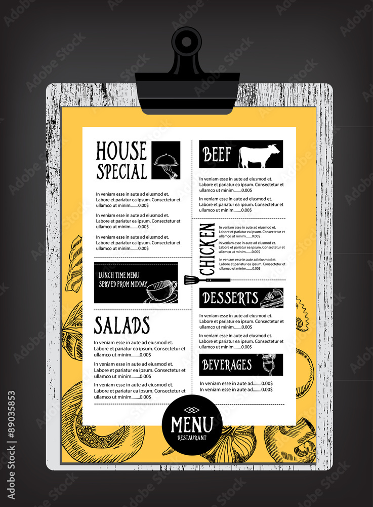 Cafe menu restaurant brochure. Food design template. Stock Vector ...