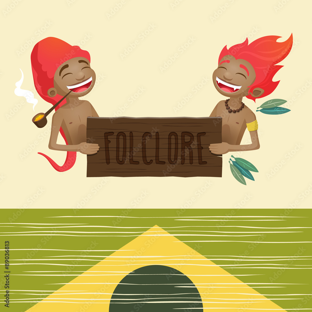Saci pererê and Curupira - characters of the brazilian folklore holding ...