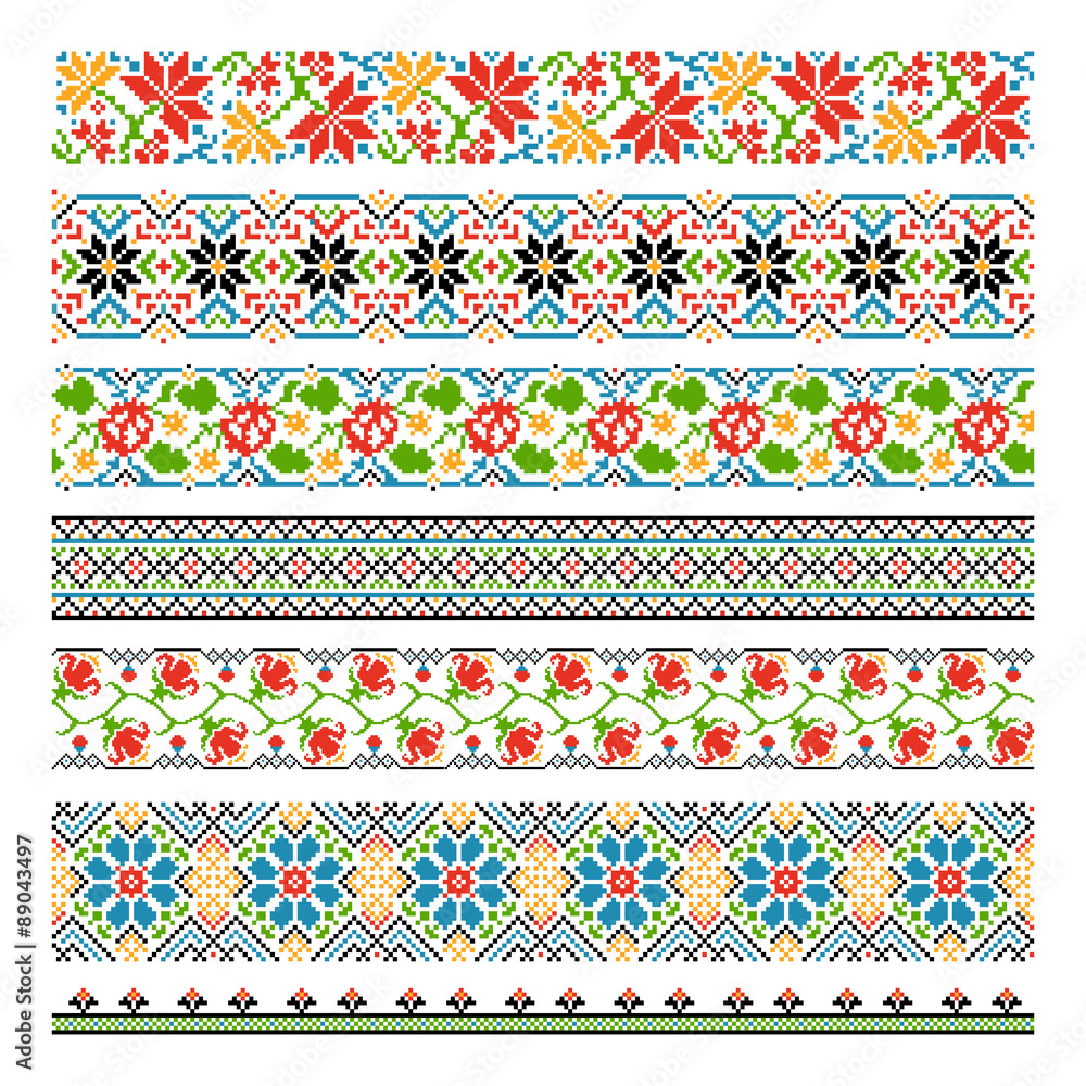 Ukrainian ethnic national border patterns for embroidery stitch Stock ...