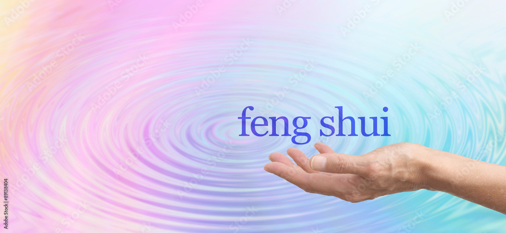 Feng Shui at the Center - Female hand palm up with the words Feng Shui ...