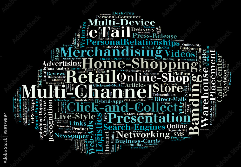 Word Cloud Multi-Channel, black, blue Stock-Illustration | Adobe Stock