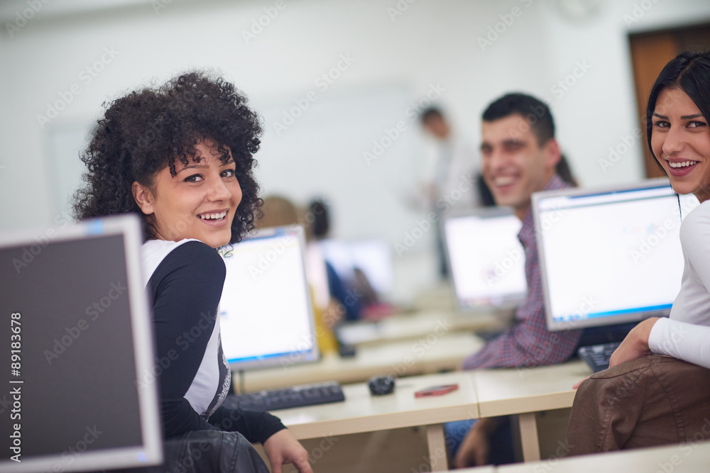 students group in computer lab classroom Stock Photo | Adobe Stock