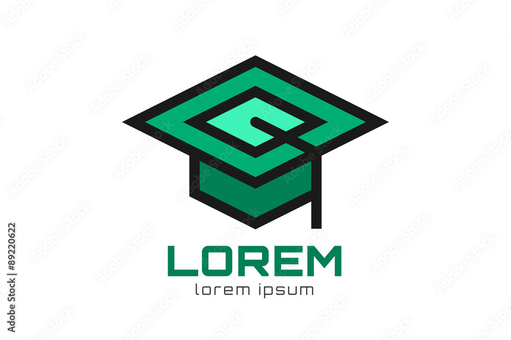 Graduation cap hat logo icon template. College, university Stock Vector ...