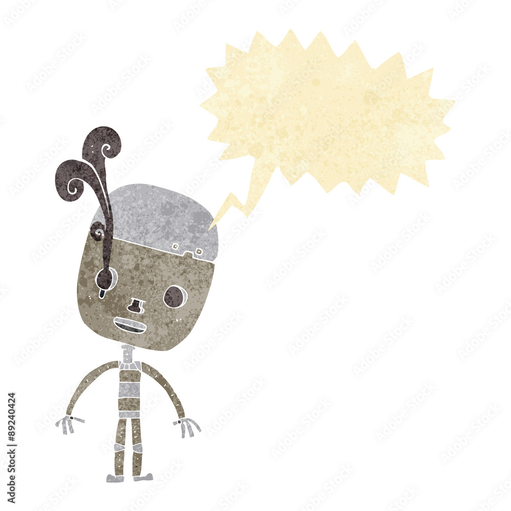 cartoon sad robot with speech bubble Stock Vector | Adobe Stock