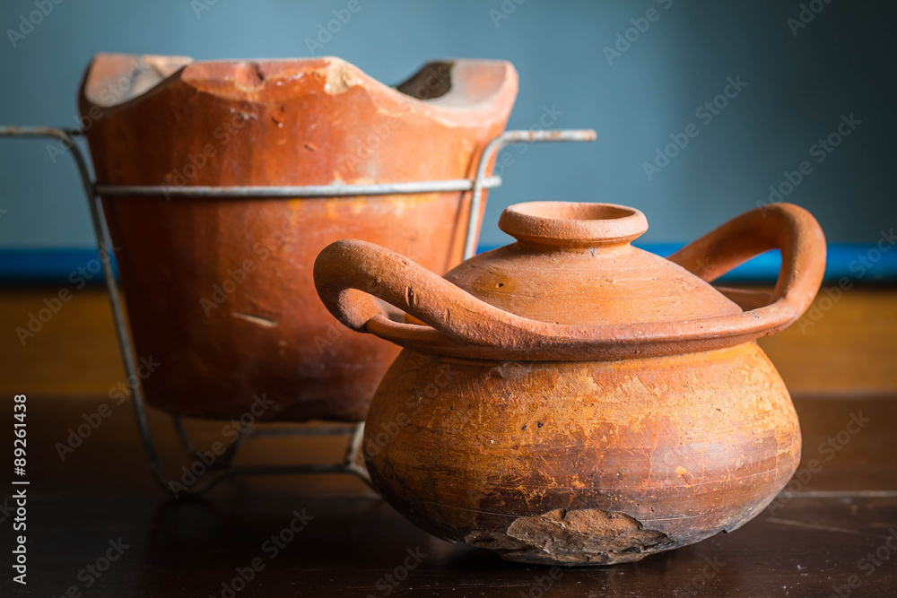 Old clay pot with cracks Stock Photo | Adobe Stock
