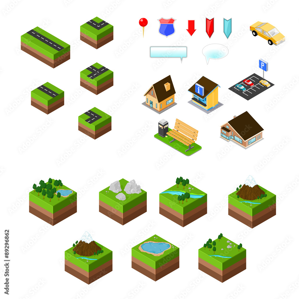 Isometric Countryside Map Kit - Various icons to be used in making ...