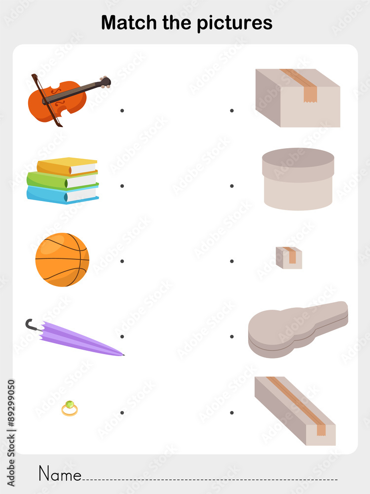 Match box with object - Worksheet for education Stock Vector | Adobe Stock