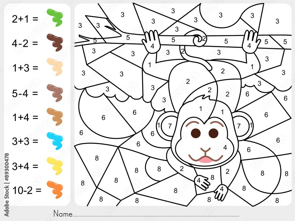 Paint color by numbers - Worksheet for education Stock Vector | Adobe Stock