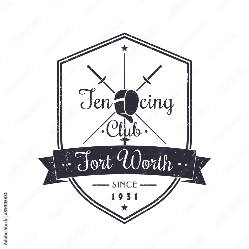 Fencing Club Vintage Emblem, logo on shield, vector illustration, eps10 ...