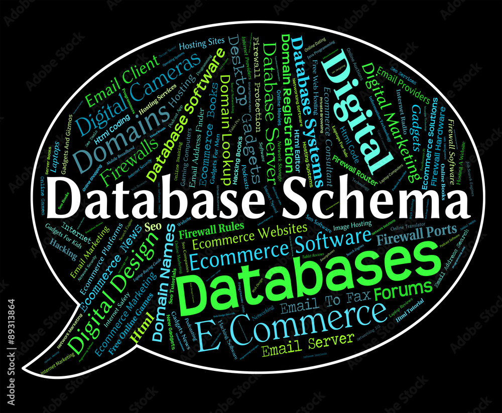 Database Schema Indicates Schematics Words And Word Stock Illustration ...