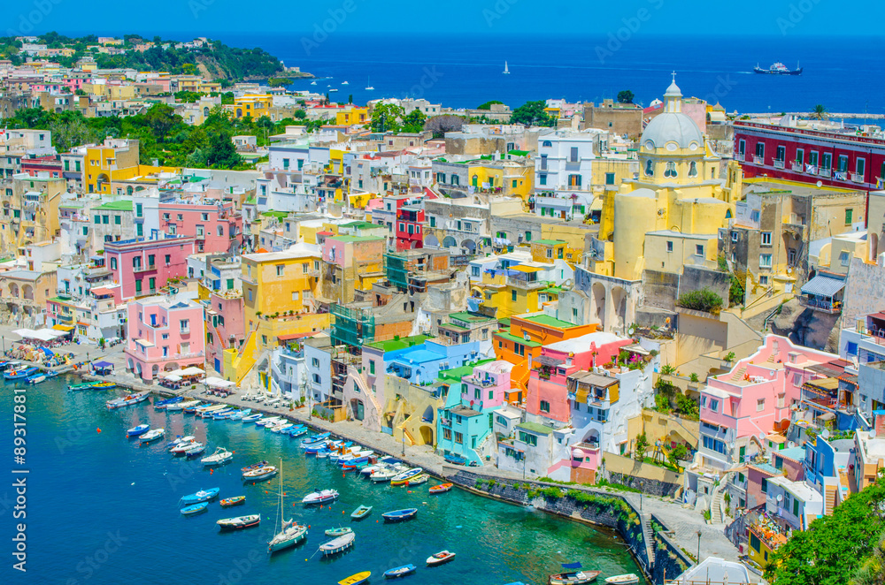 italian island procida is famous for its colorful marina, tiny narrow ...