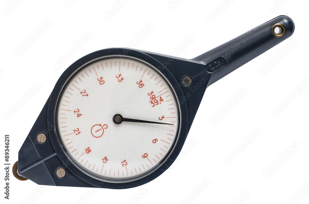 Old mechanical curvimeter isolated on white background..A device for ...