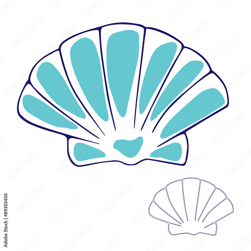 abstract scallop silhouette isolated on white background hand drawn ...
