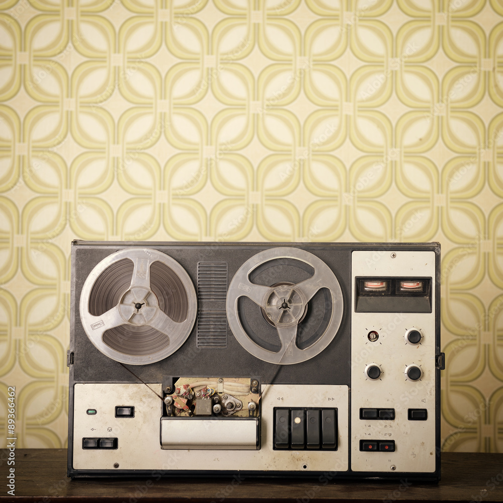 Old portable reel to reel tube tape-recorder, toned, with copysp Stock ...
