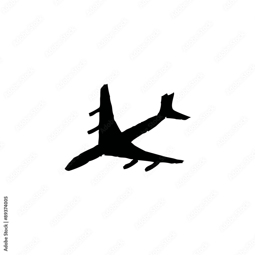 Boeing 707 Aircraft Black And White Silhouette
