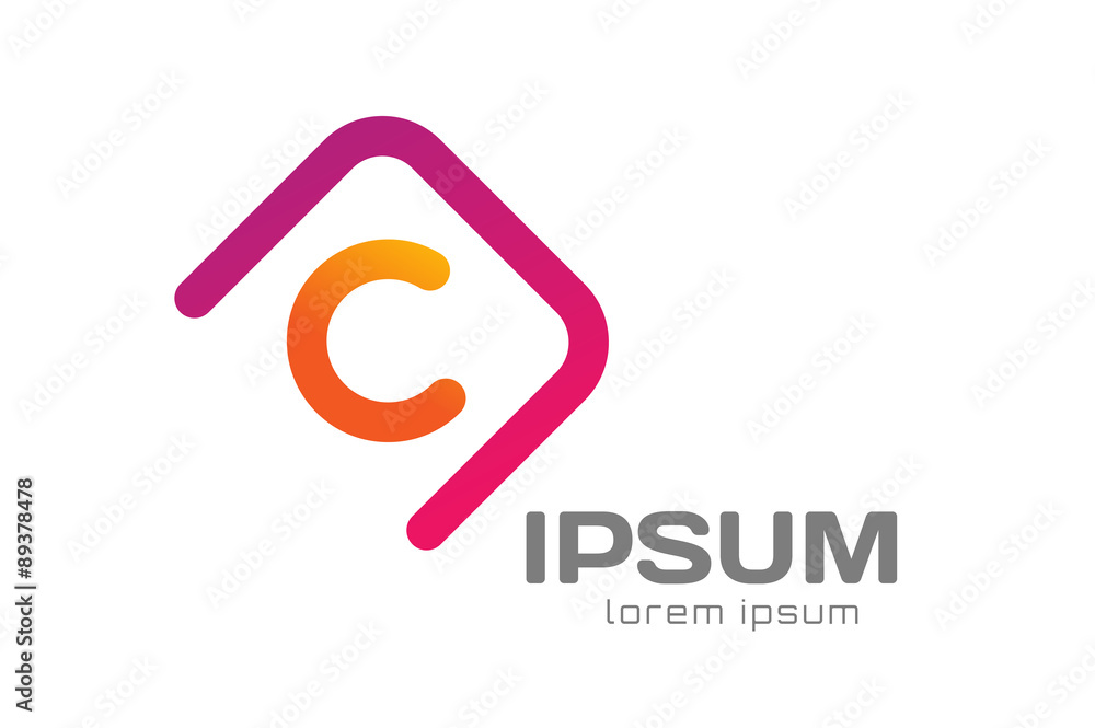 Vector C letter logo. Circle ring logo design. Abstract flow Stock ...