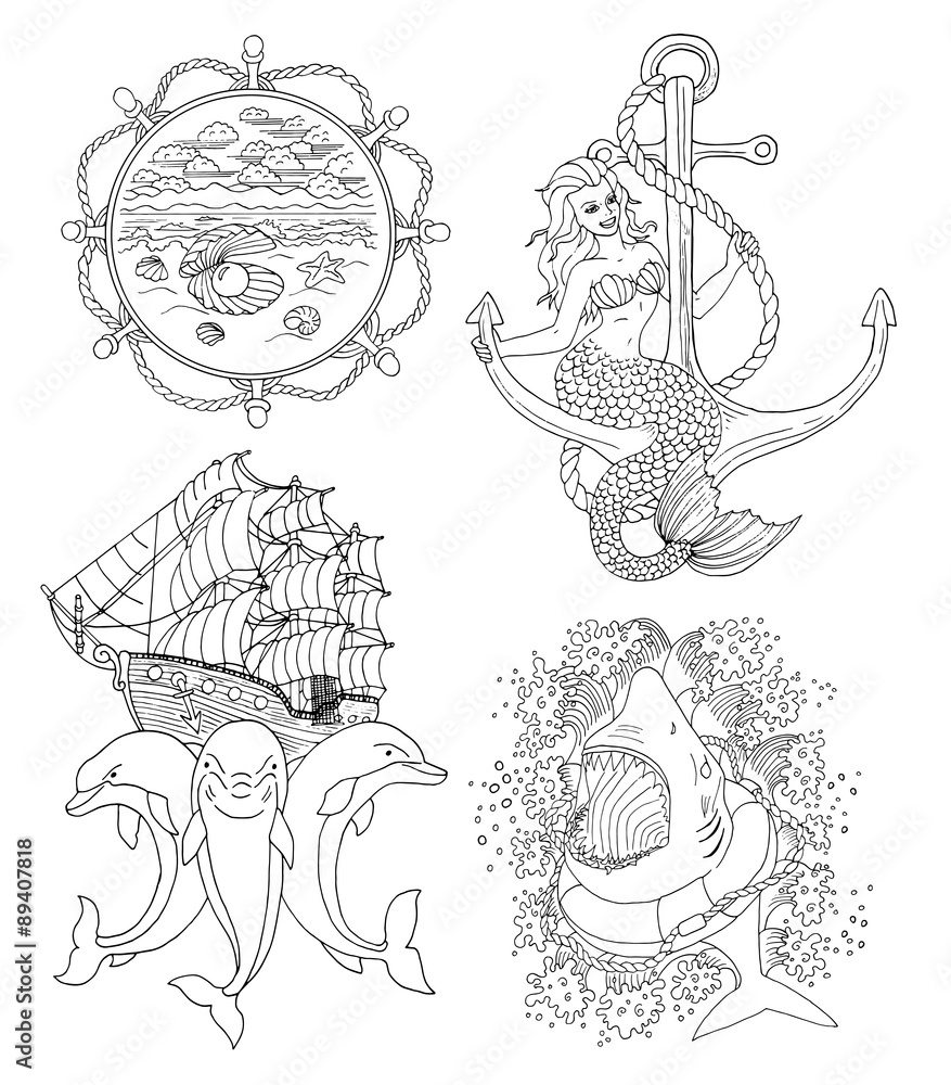 Black And White Set Of Marine Symbols Stock Vector Adobe Stock black-and-white-set-of-marine-symbols-stock-vector-adobe-stock