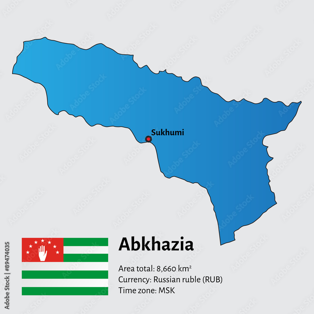 Detailed map of Abkhazia and capital city Sukhumi Stock Vector | Adobe ...