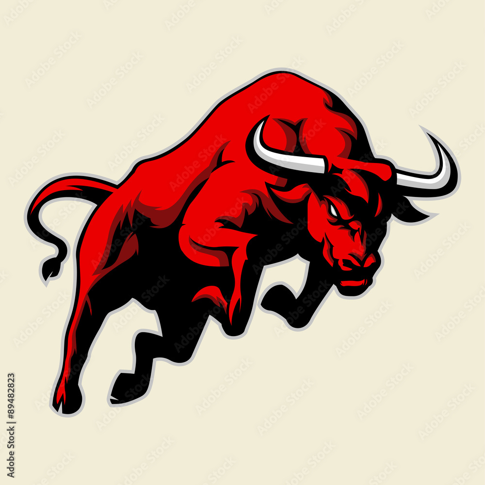 Jumping Red Bull Stock Vector | Adobe Stock