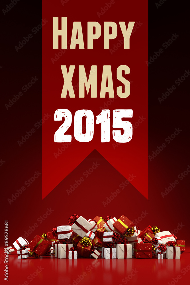 Karte mit Happy Xmas 2015 und Geschenke Stock Illustration | Adobe Stock