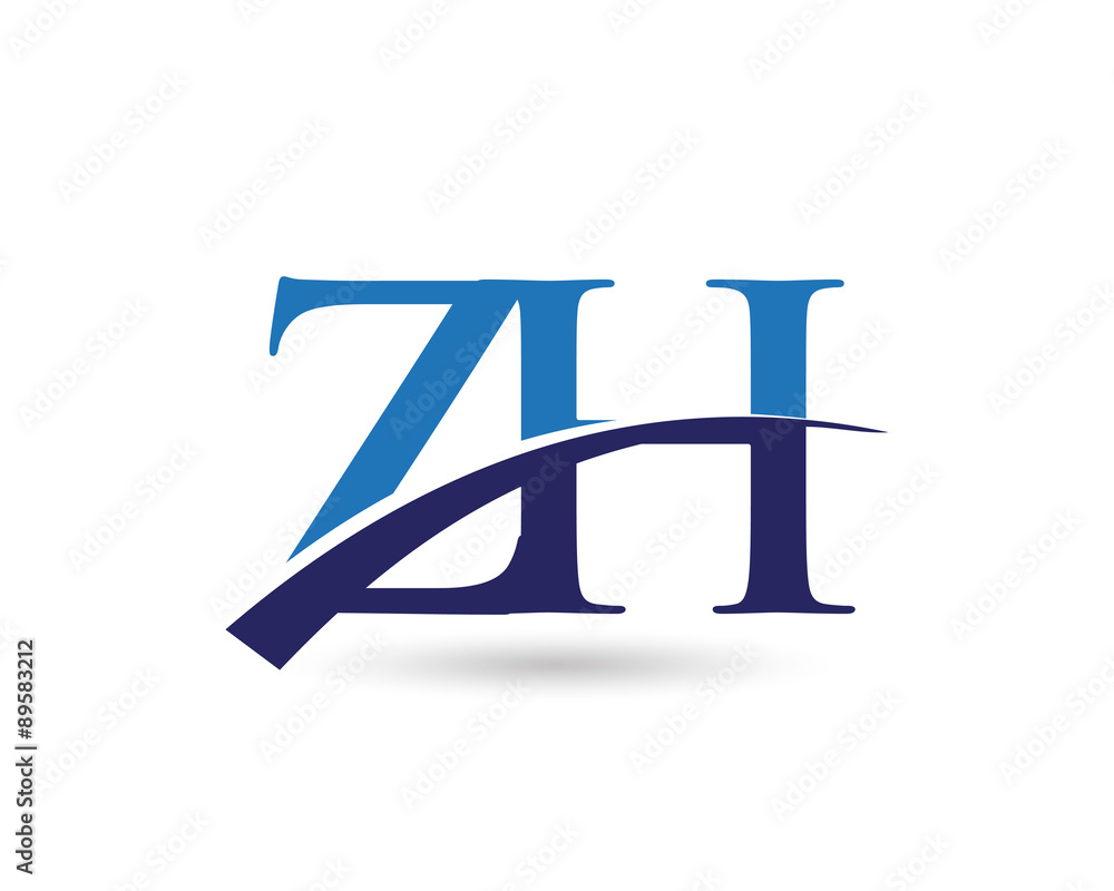 ZH Logo Letter Swoosh Stock Vector | Adobe Stock