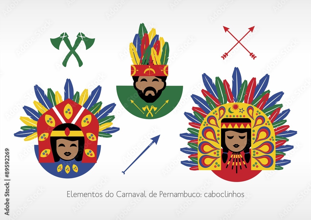 Vetor de Elementos do Carnaval de Pernambuco: Caboclinhos do Stock ...