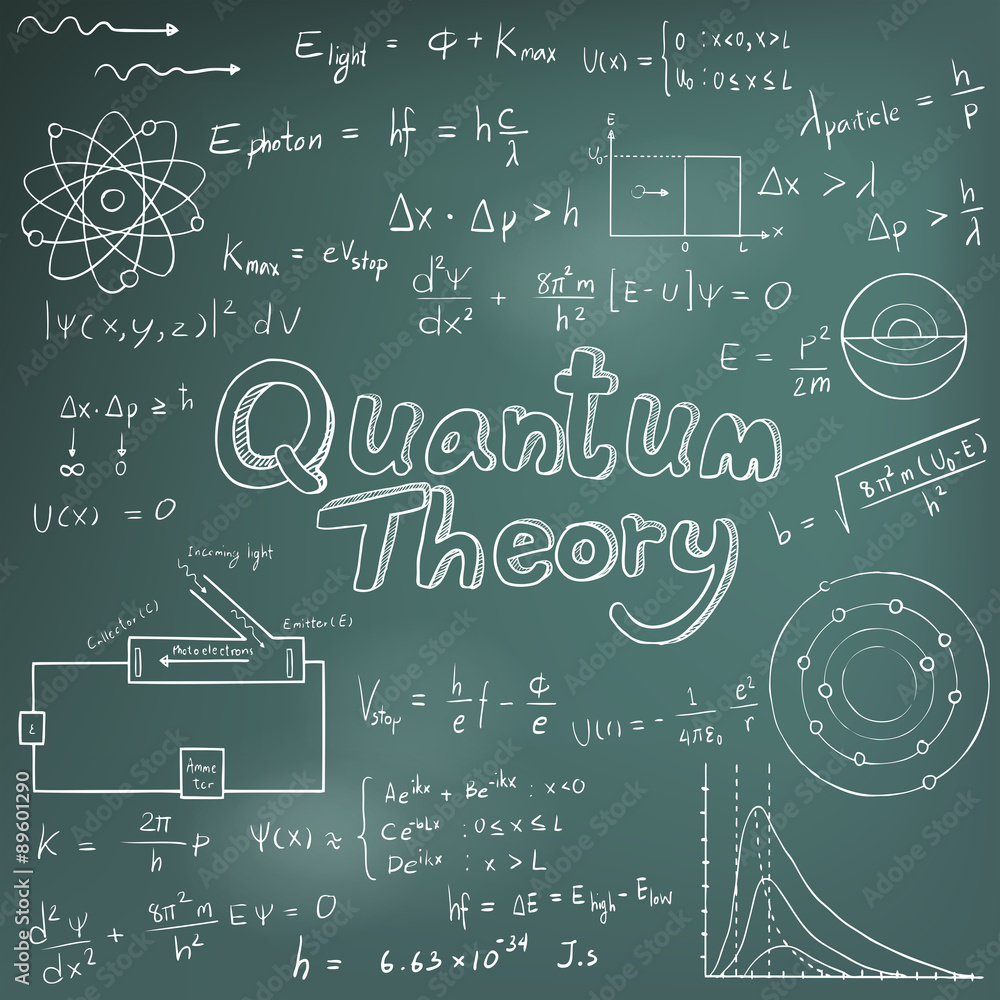 Quantum theory law and physics mathematical formula equation, doodle ...