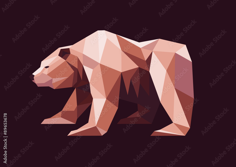 low polygon grizzly bear Stock Vector | Adobe Stock
