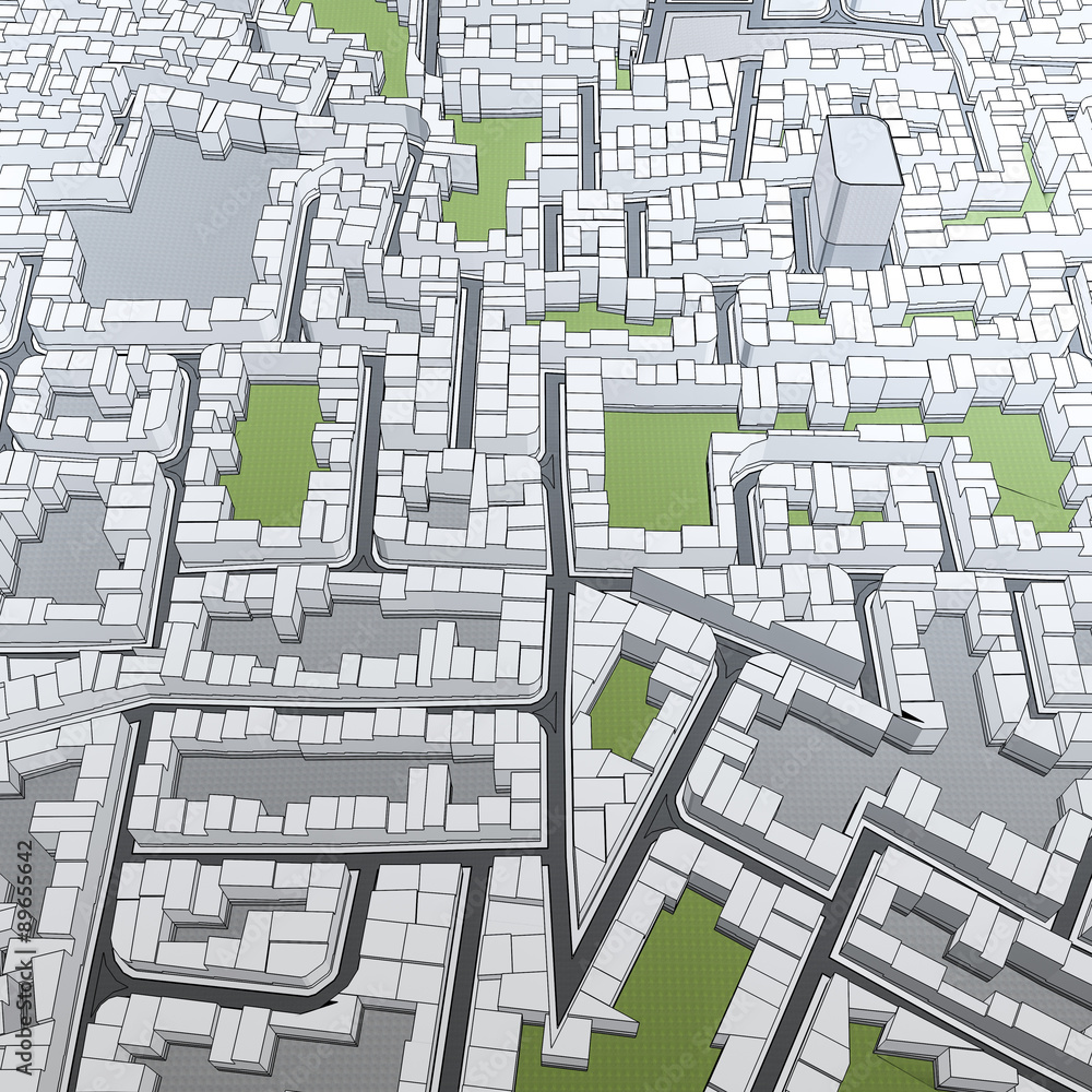 Cartoon town bird eye view urban Stock Illustration | Adobe Stock