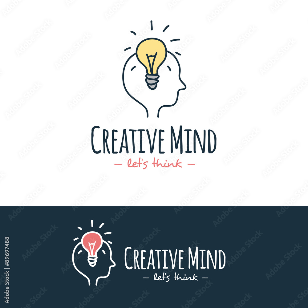 Vector cartoon style brain training logo. Hand drawn doodle Stock ...