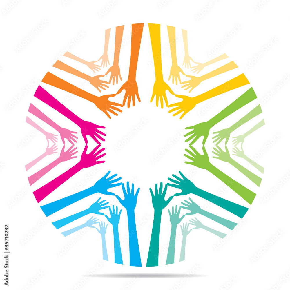 colorful helping hand background design vector Stock Vector | Adobe Stock