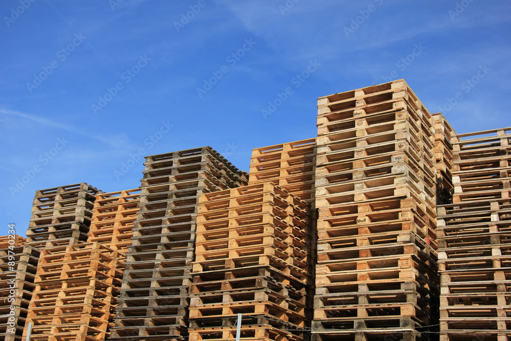 Stacked wooden pallets Stock Photo | Adobe Stock