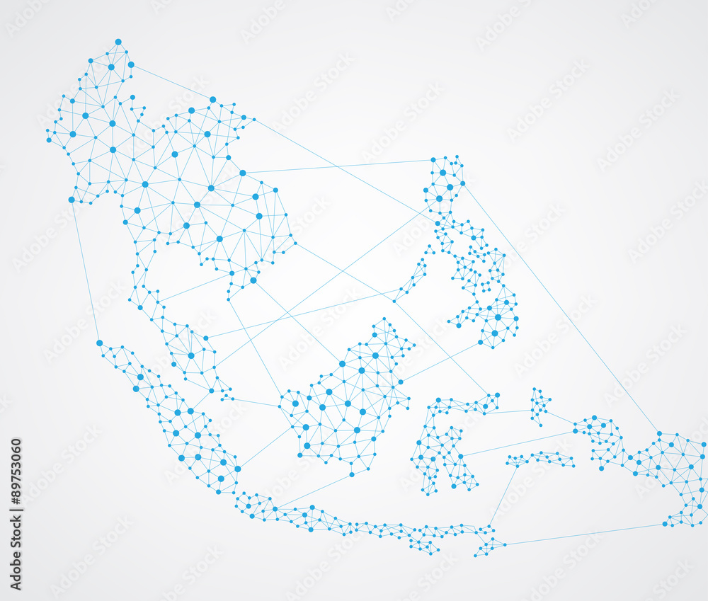ASEAN Map network Stock Vector | Adobe Stock