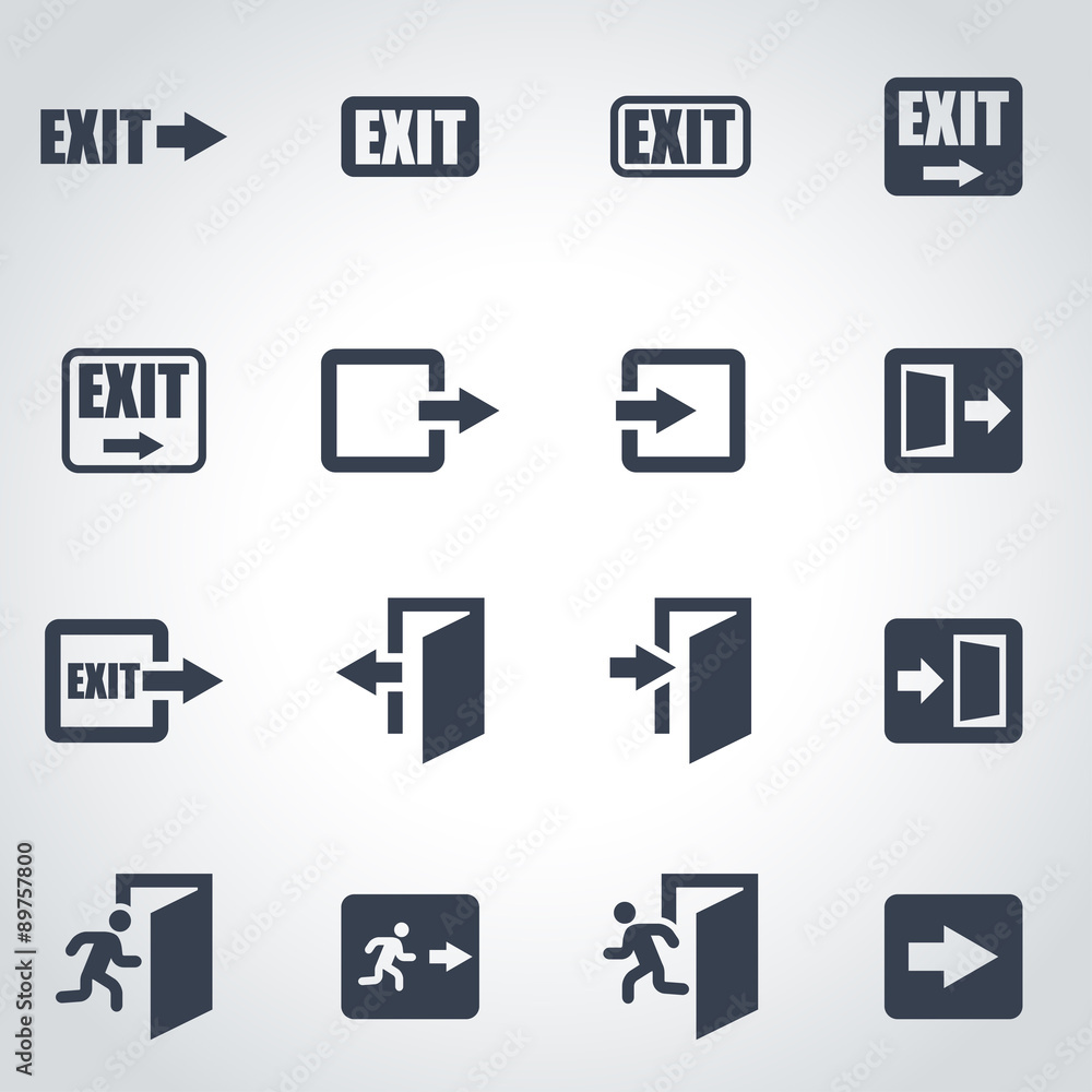 Vector black exit icon set Stock Vector | Adobe Stock