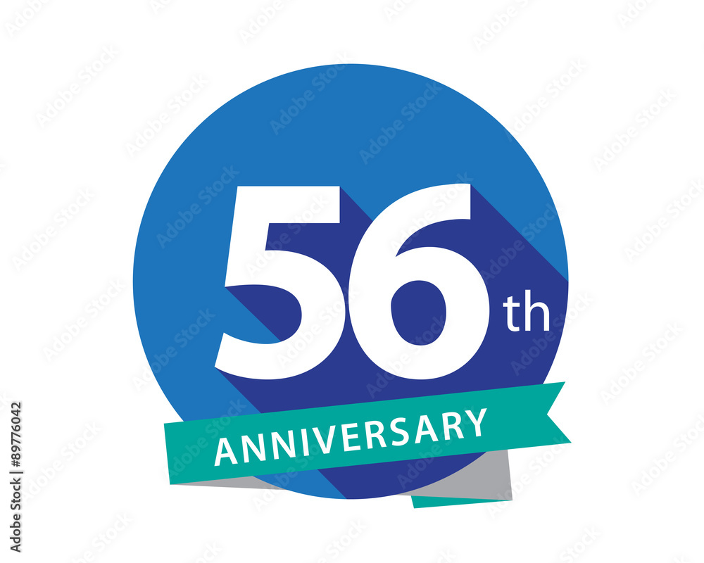 56 Anniversary Blue Circle Logo Stock Vector | Adobe Stock