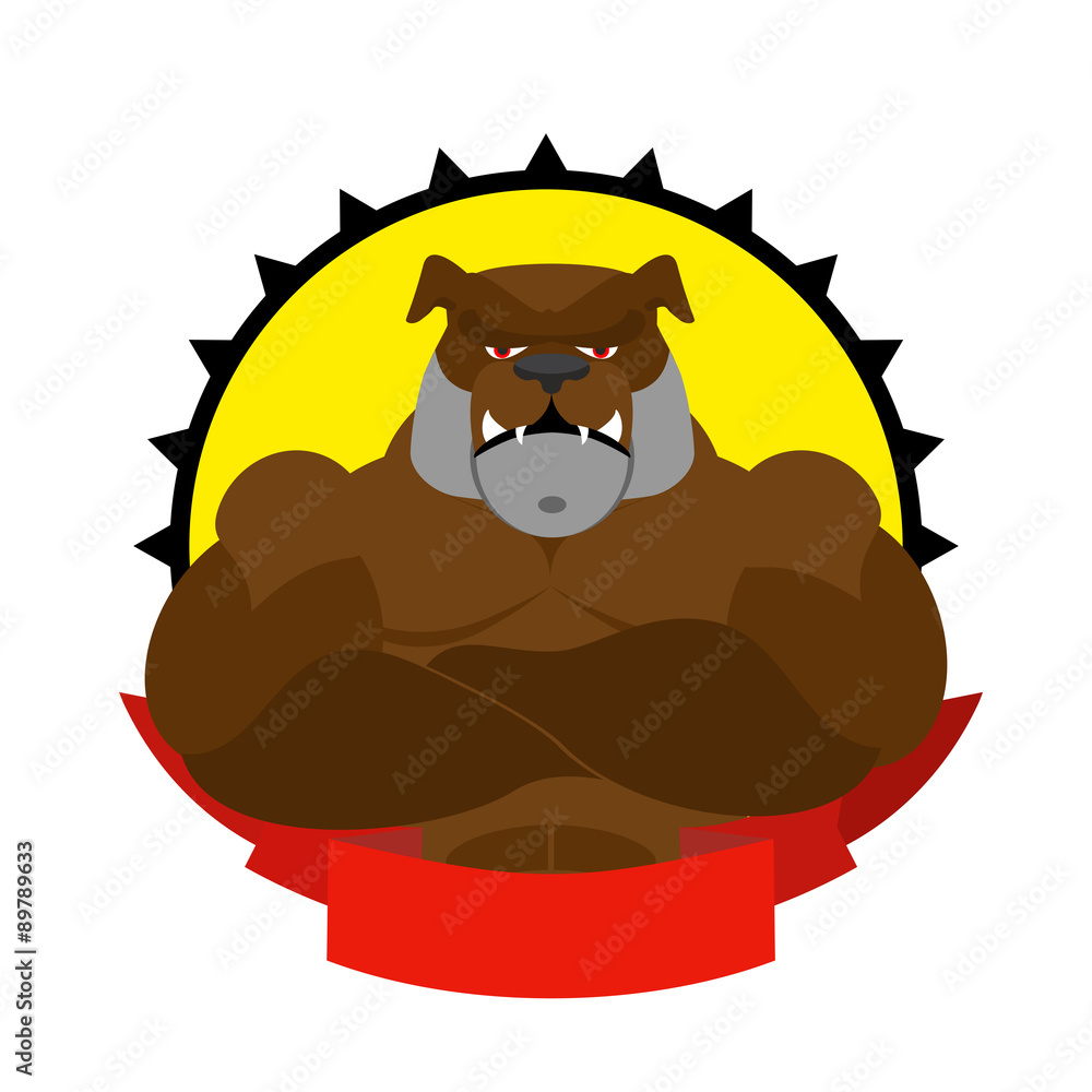 Strong dog. Logo for Sports Club. Bulldog with big muscles. Logo Stock ...